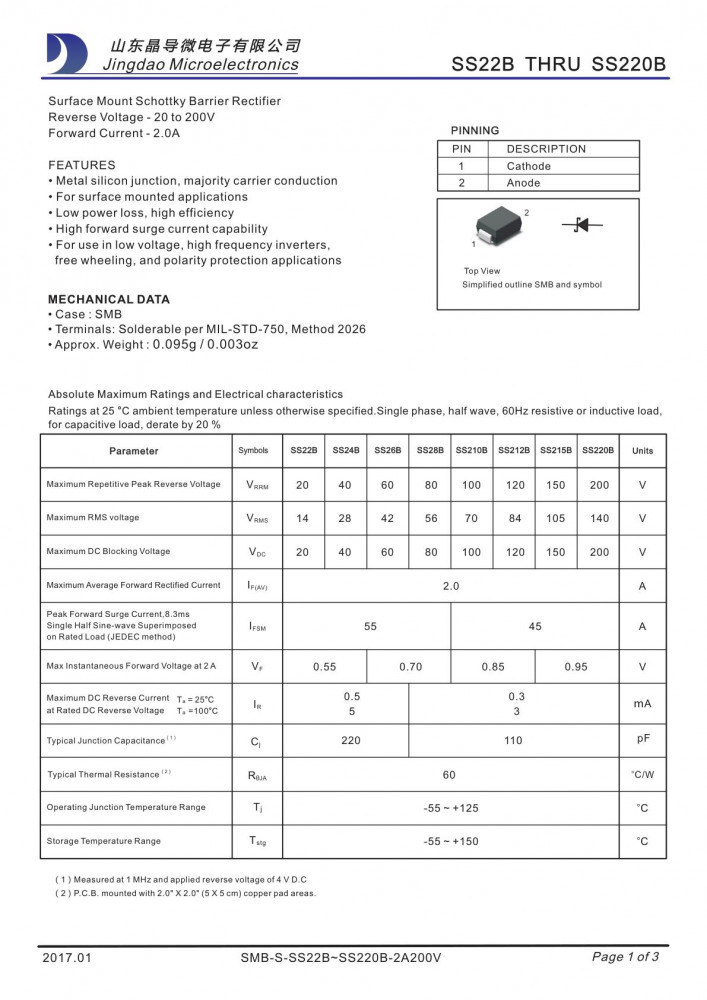 SS22B datasheet page 1