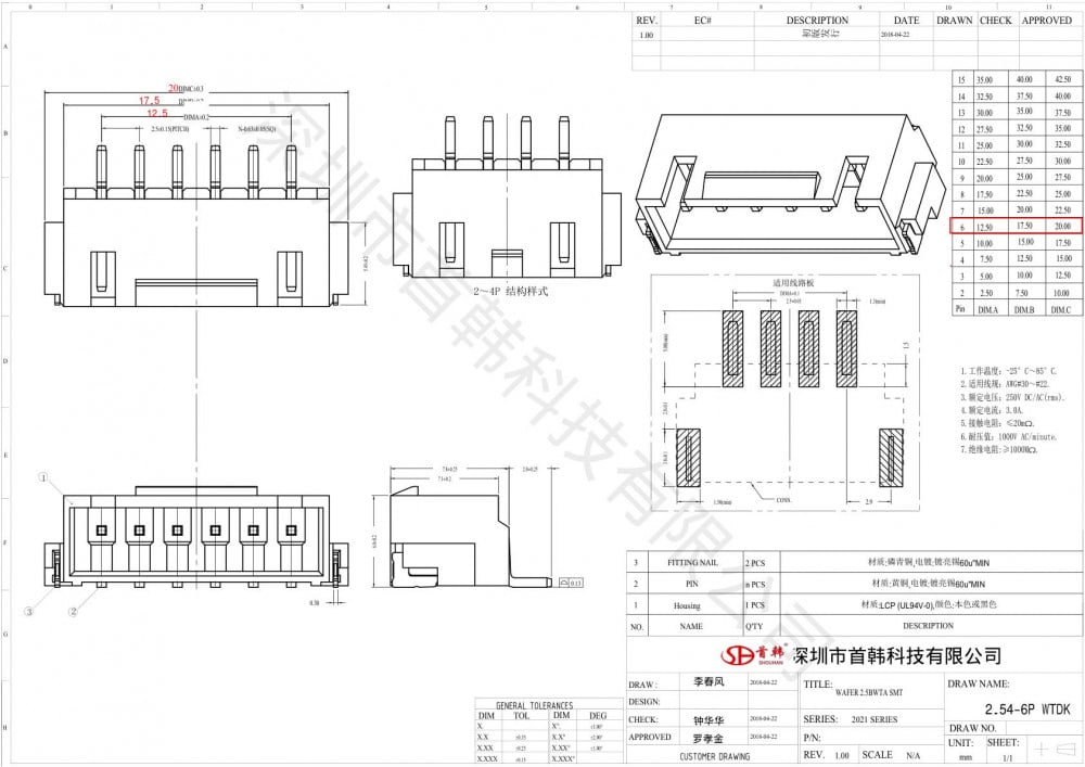 2.54-6PWTDK specification page 1
