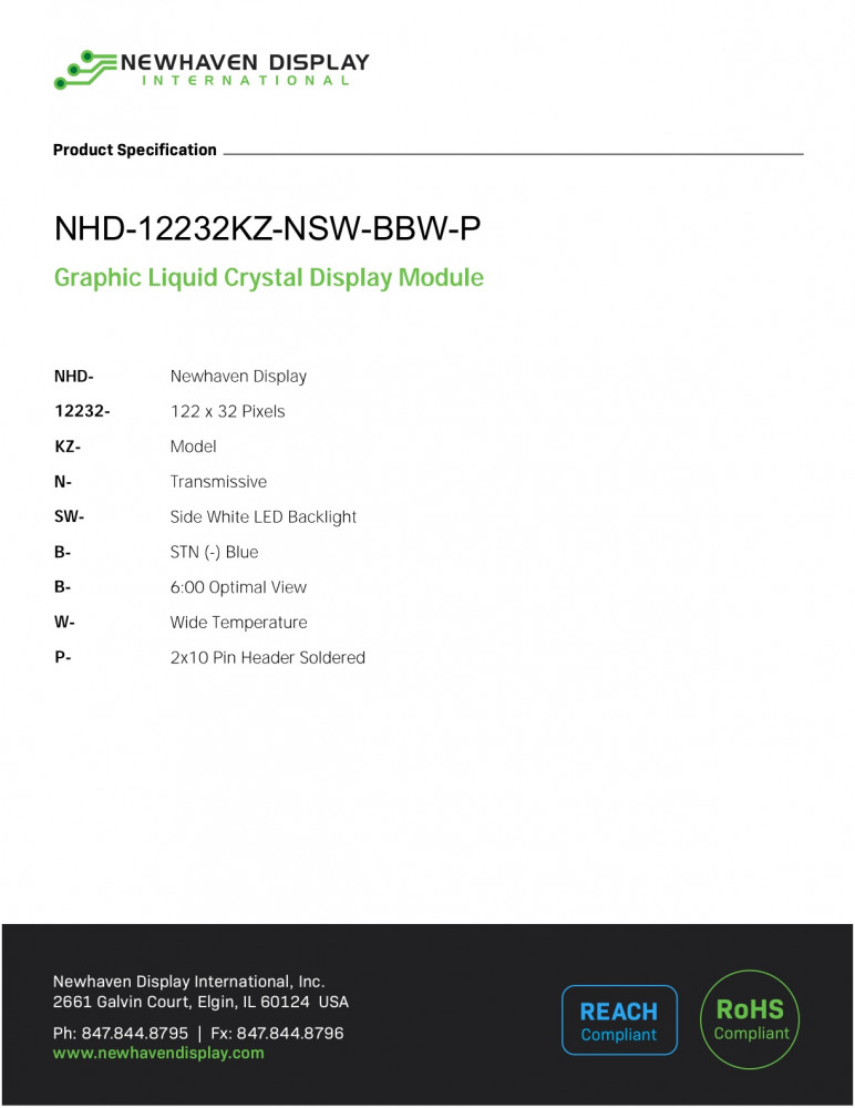 NHD-12232KZ-NSW-BBW-P datasheet page 1