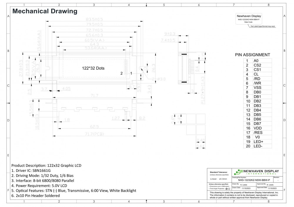 NHD-12232KZ-NSW-BBW-P datasheet page 4