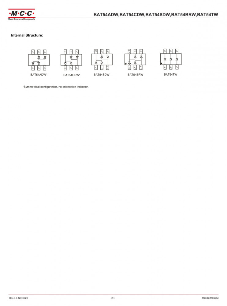 BAT54TW-TP technical document, page 2