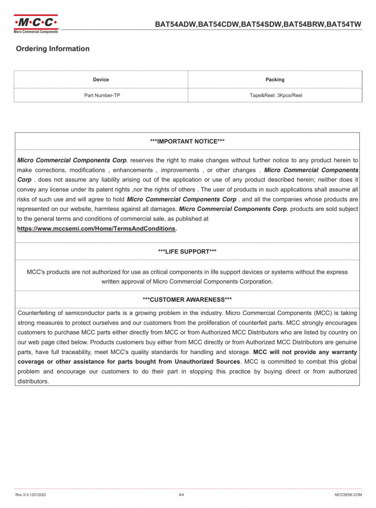 BAT54TW-TP technical document, page 4