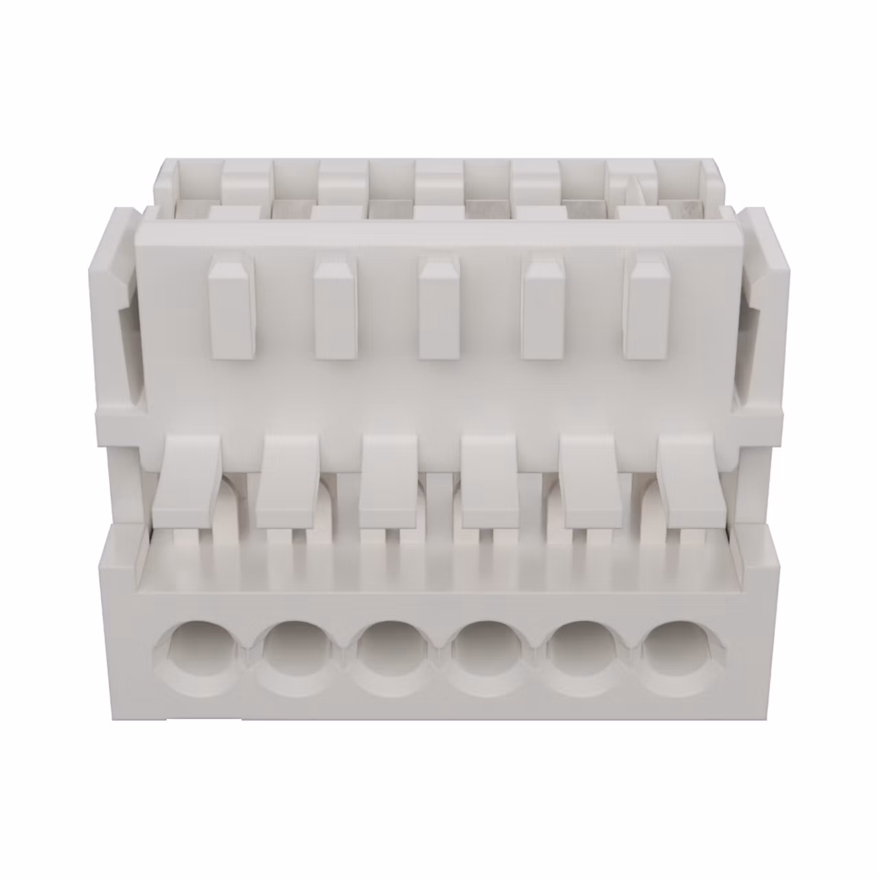 Appli-Mate RAST 2.5 IDT Housing, 2.50mm Pitch, with Side Latches, Female, 6 Circuits, Position Keys A & G Removed, Polarizing Rib Between 5/6 for sale