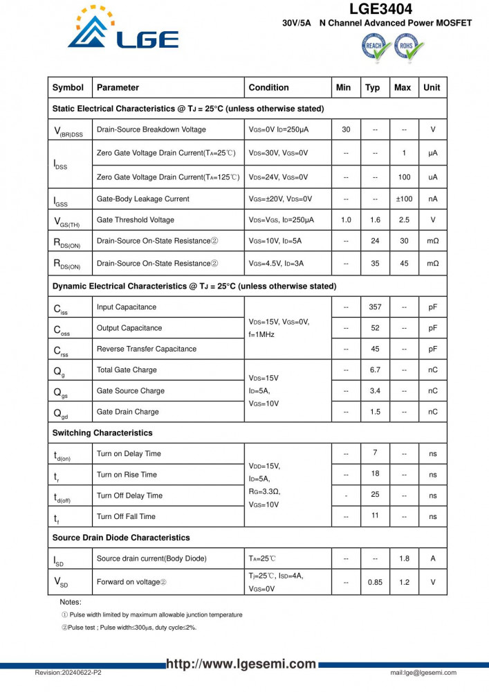 LGE3404 datasheet page 2