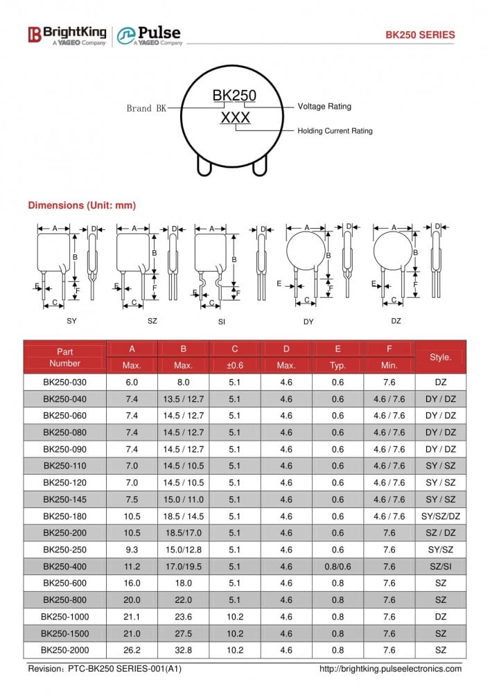 BK250 datasheet page 2