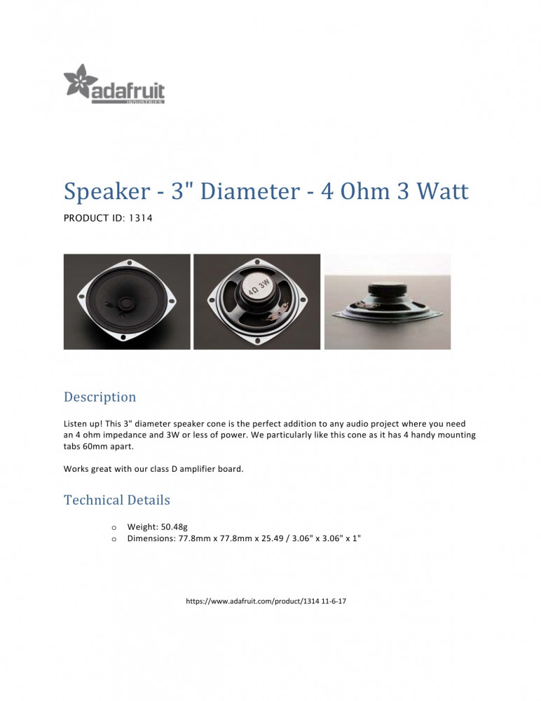 Adafruit product 1314 technical document image