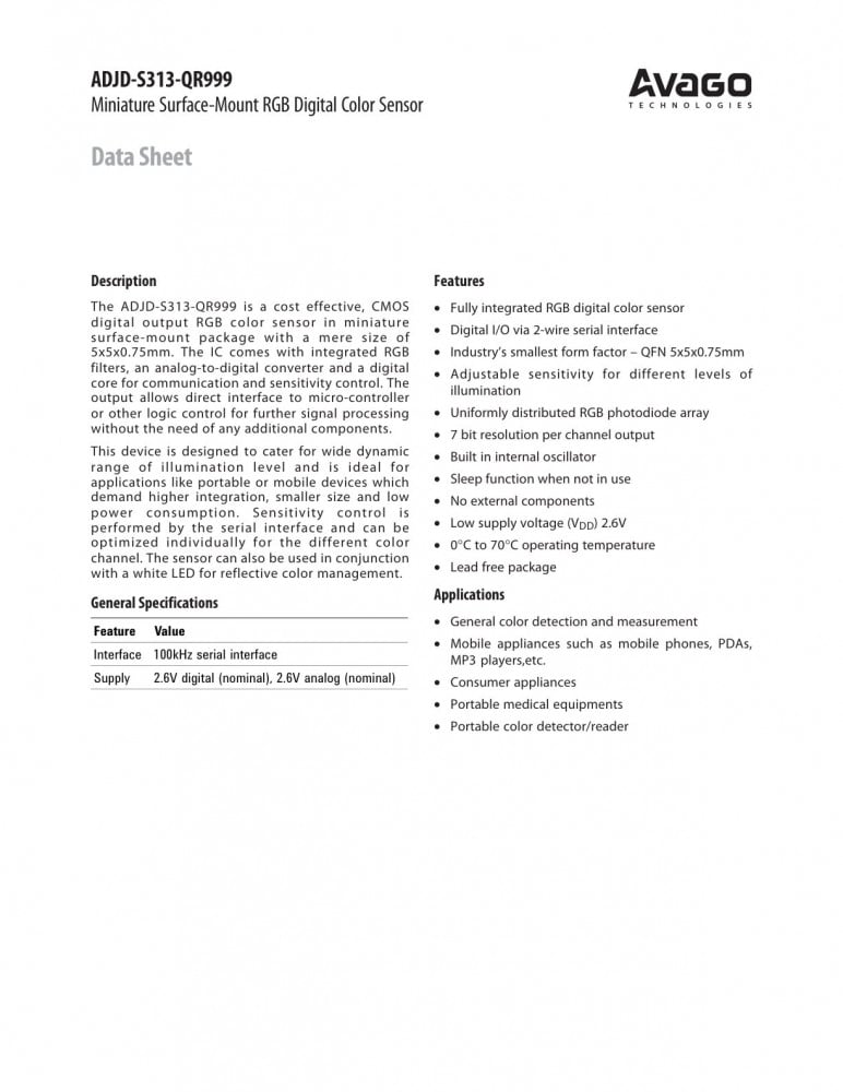 ADJD-S313-QR999 datasheet page 1