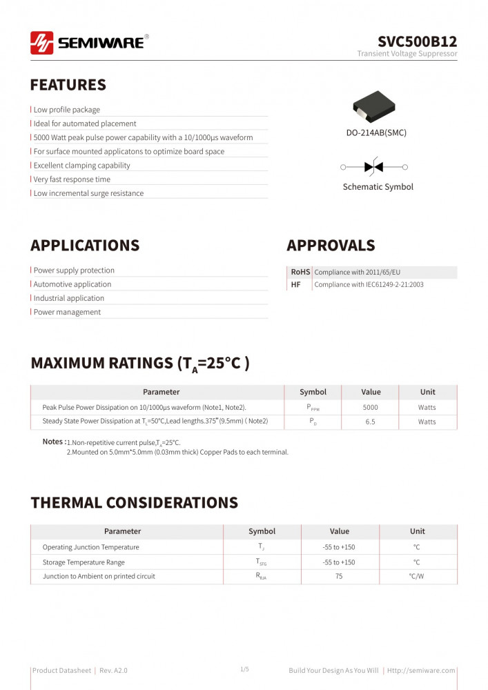 SVC500B12 datasheet page 1