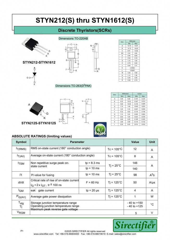 Sirectifier STYN1212 datasheet page 1