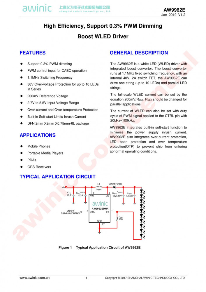 AW9962EDNR datasheet page 1