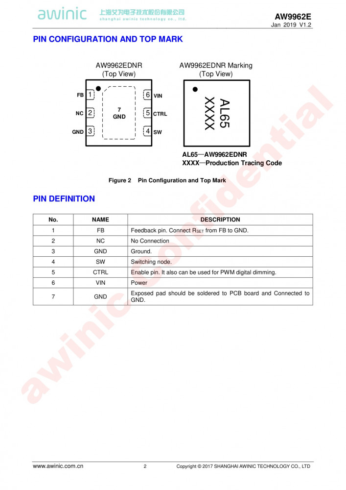 AW9962EDNR datasheet page 2
