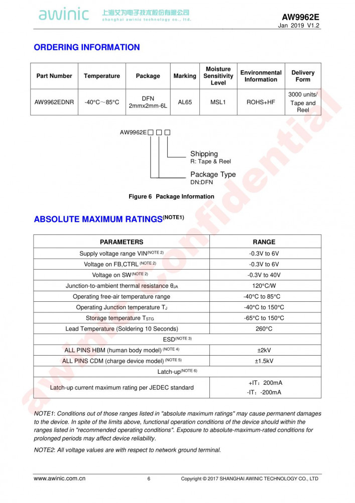 AW9962EDNR datasheet page 6