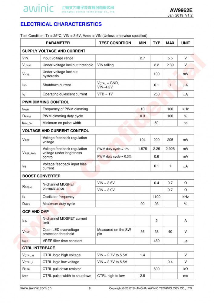 AW9962EDNR datasheet page 8