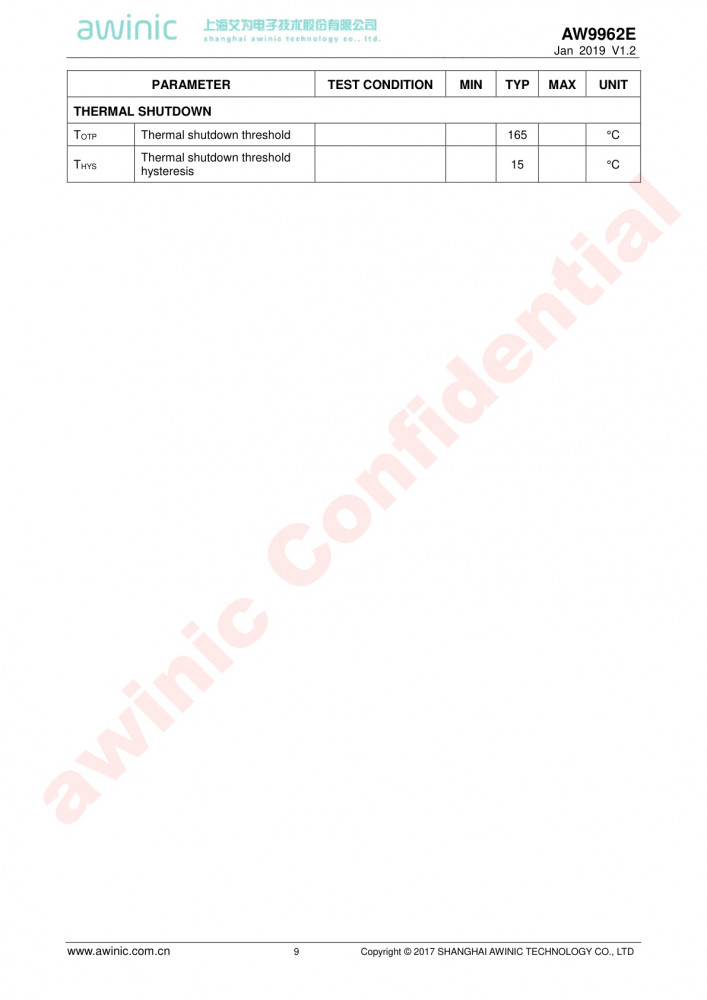 AW9962EDNR datasheet page 9