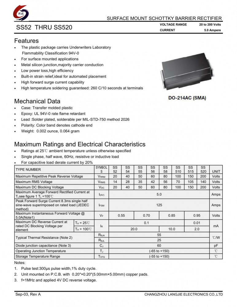 LangJie SS510 datasheet page 1