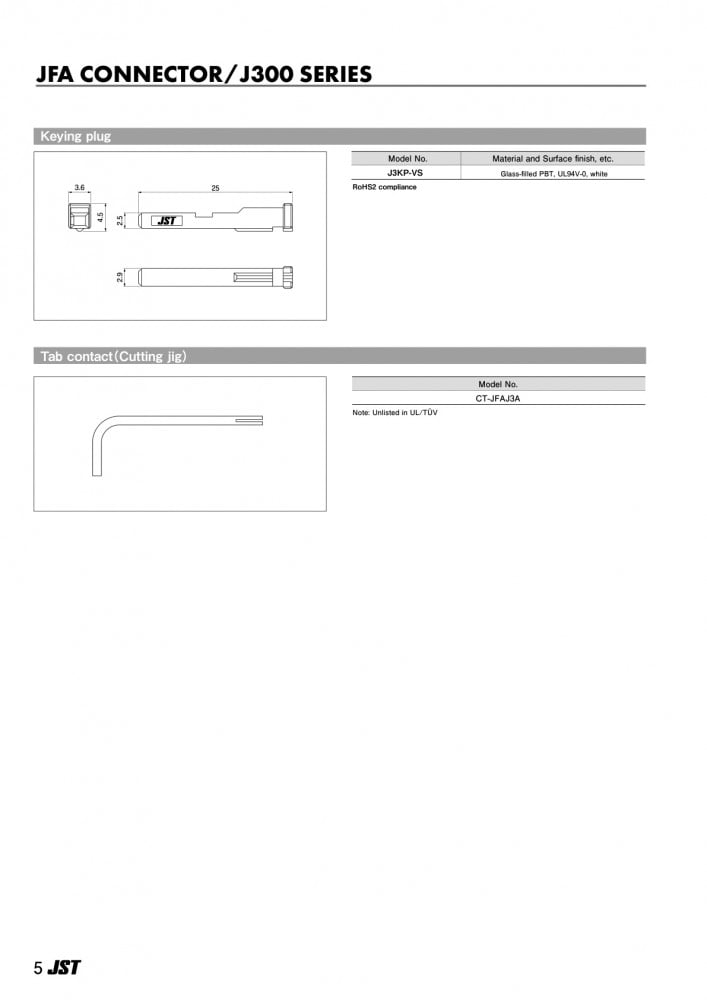 JST JFA J300 series document page 5