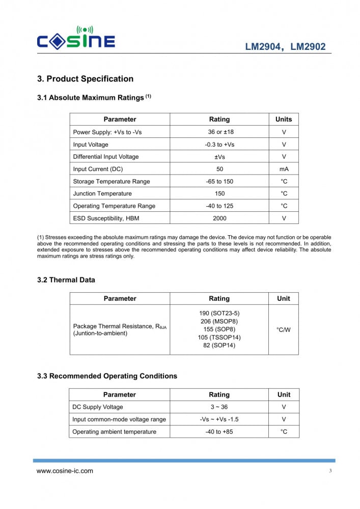 LM2904SR datasheet page 3