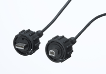 Sealed Industrial USB 3.0 Type A Receptacle-to-USB Type A Plug Dual-Ended Cordset, 1.31m Length