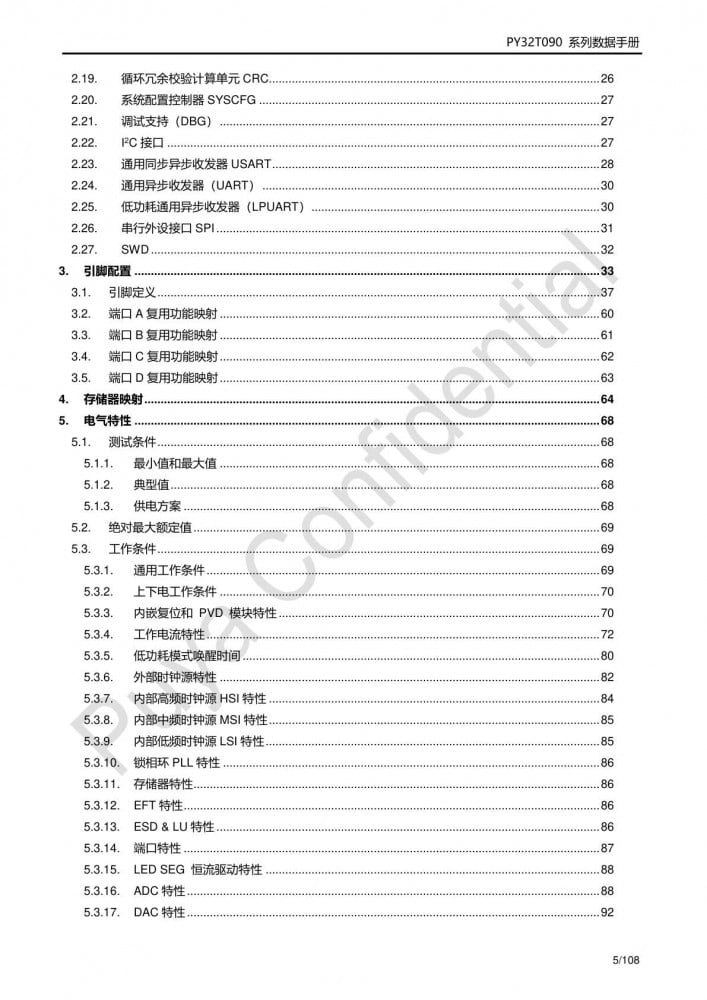 PY32T090 datasheet page 5