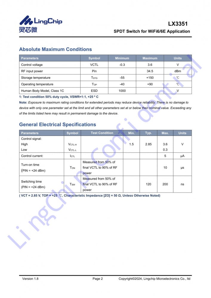 LX3351 datasheet page 2