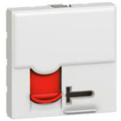 Arteor™ - RJ45 socket controlled access category 6 UTP 2 modules White with red shutter for sale