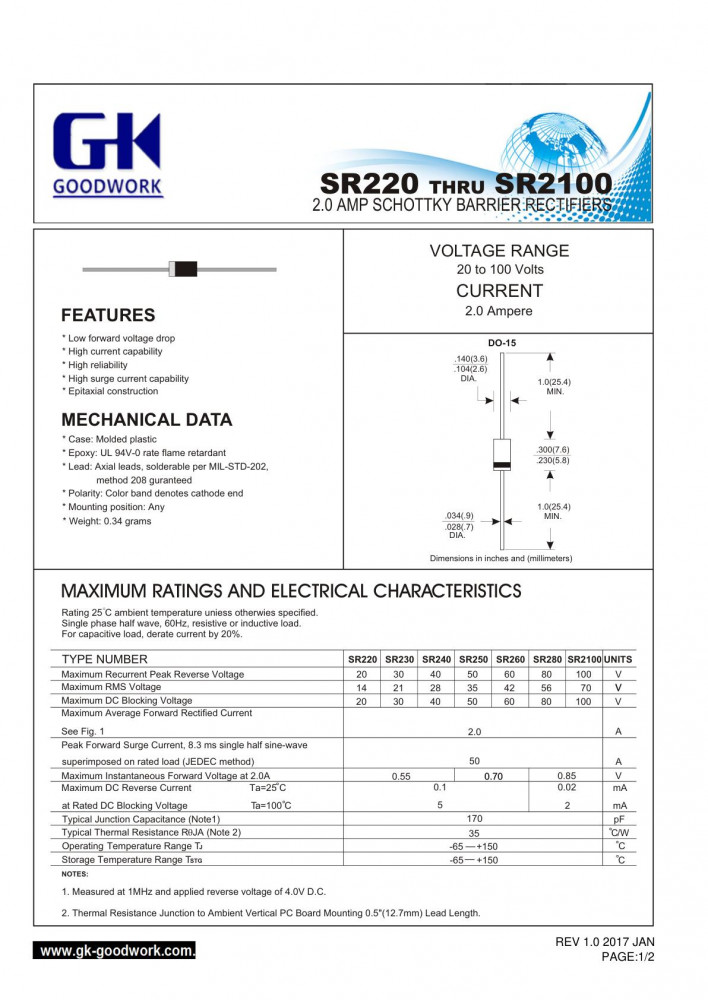 GOODWORK SR2100-B datasheet page 1