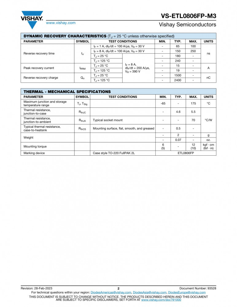 VS-ETL0806FP-M3 datasheet page 2