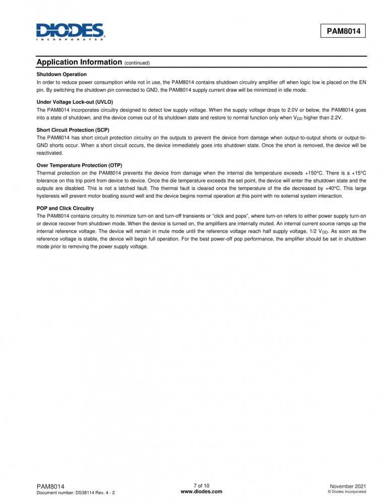 PAM8014AZR datasheet page 7