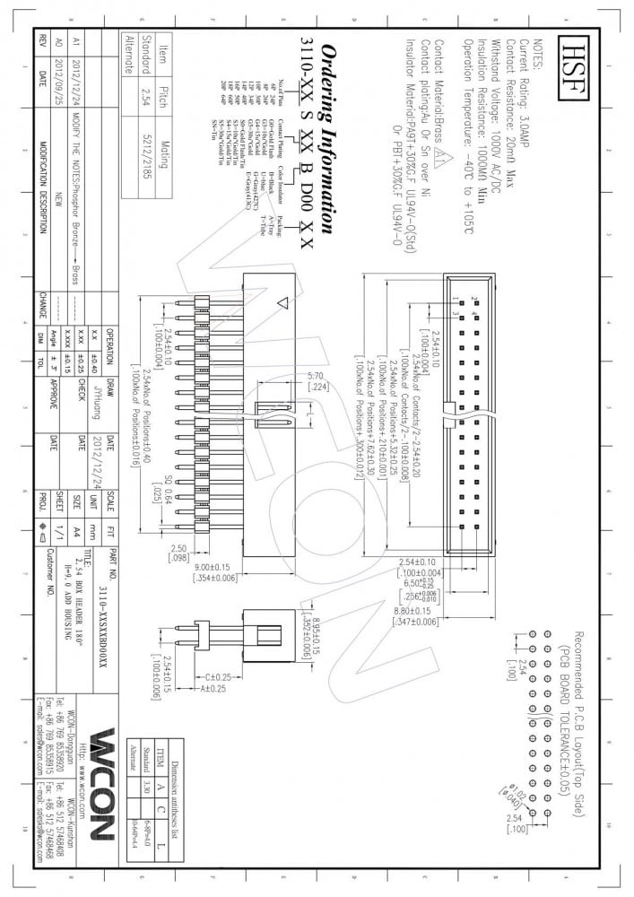 Wcon 3110 series technical drawing preview