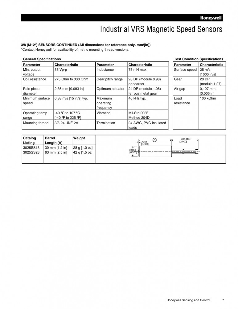 Honeywell VRS sensor document page 7