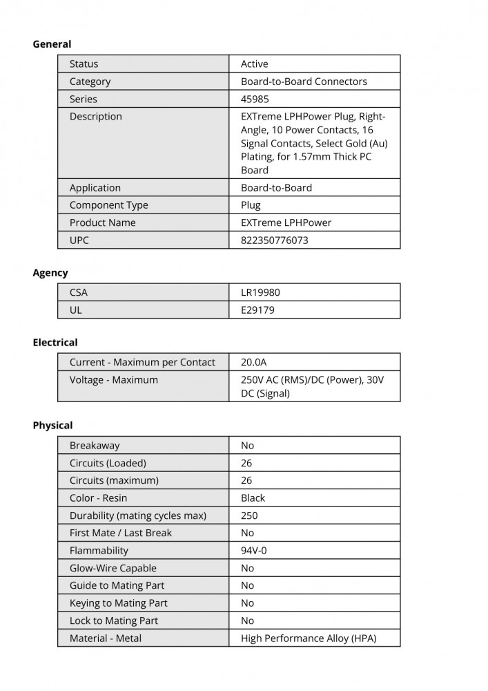 MOLEX 459851123 technical document preview, page 2