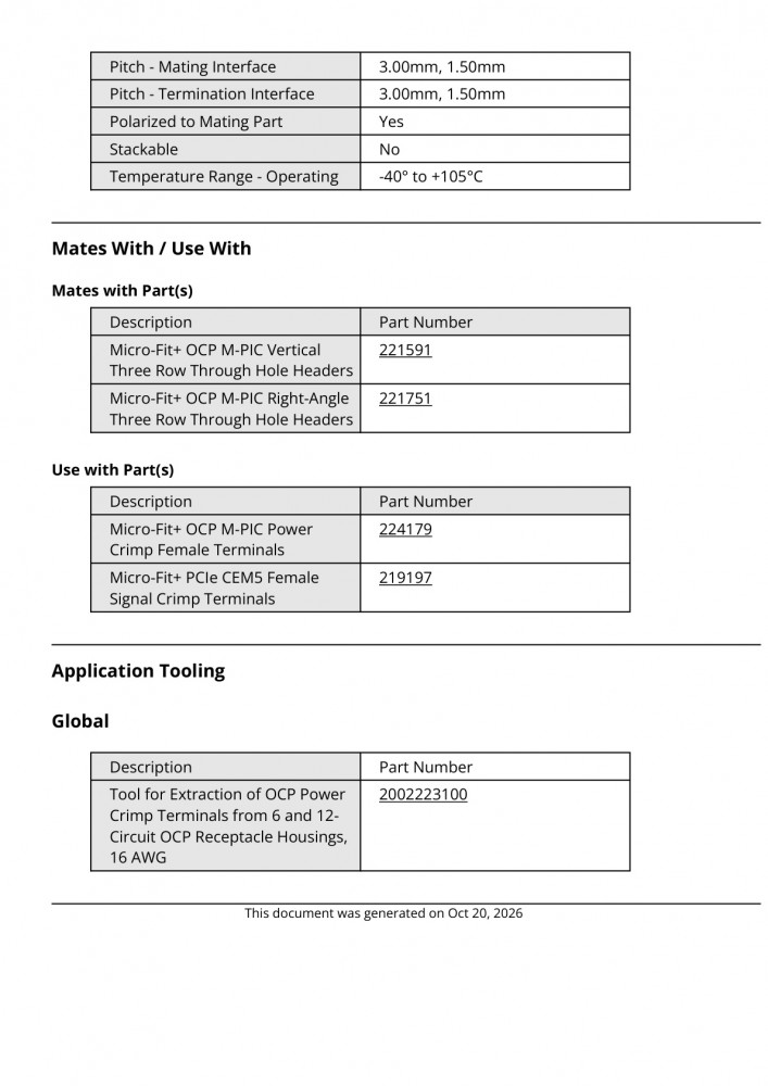 Technical document image 3 for MOLEX 2216260061