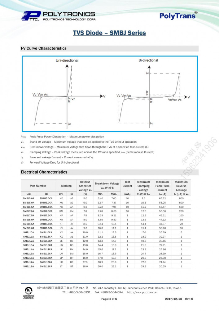 PTTC SMBJ series datasheet page 2
