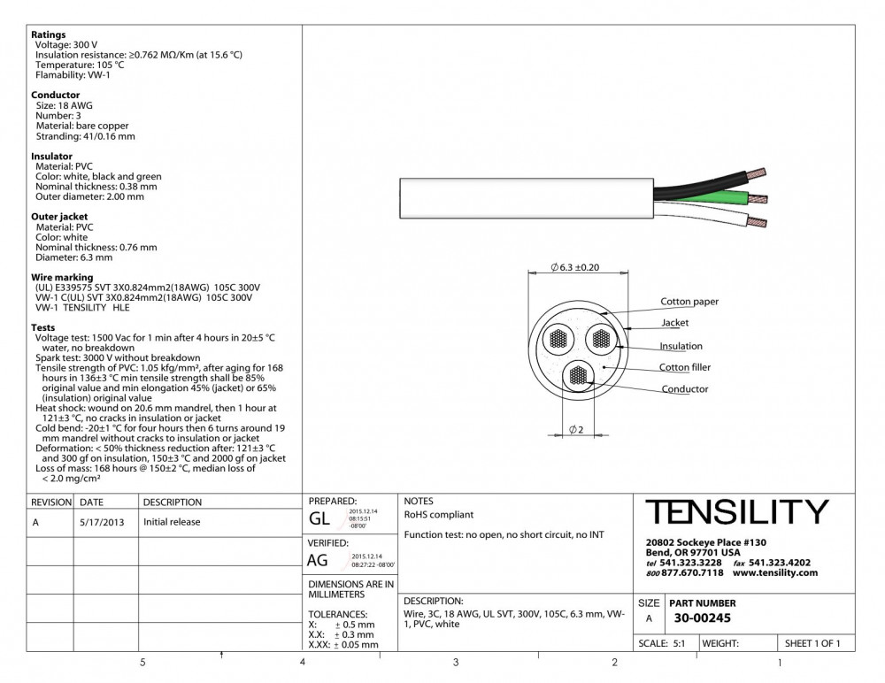Tensility International 30-00245 product drawing preview