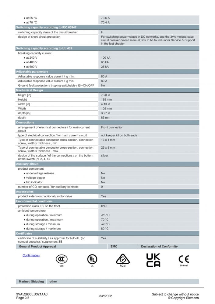 3VA5280-6ED32-1AA0 technical document page 2