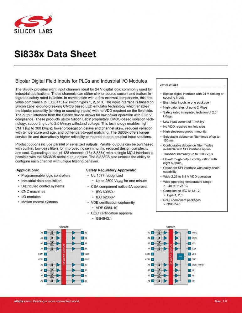 SI838x datasheet page 1