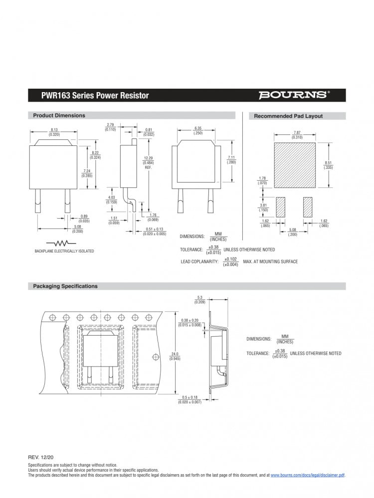 BOURNS PWR163 Series datasheet page 3