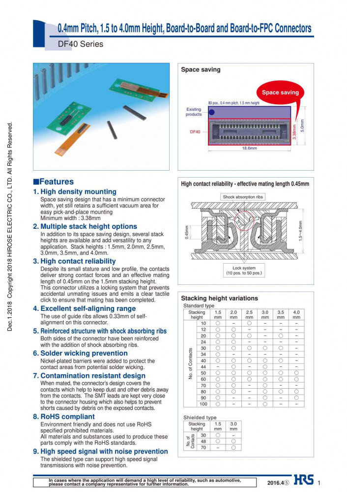 HRS DF40 series datasheet page 1