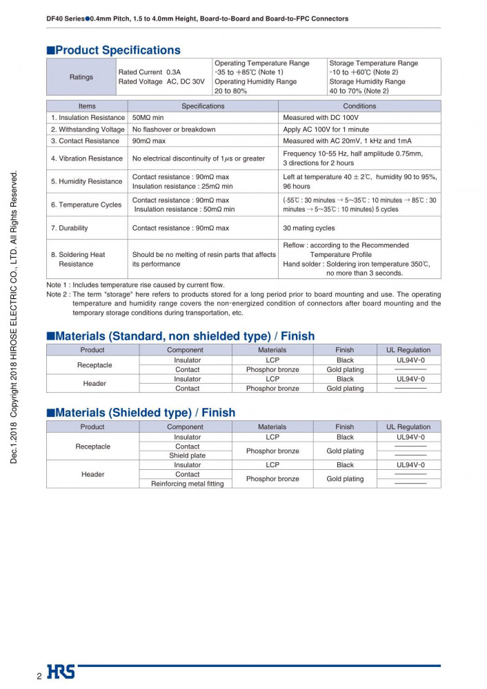 HRS DF40 series datasheet page 2