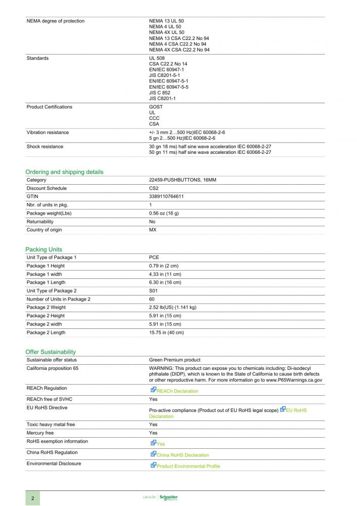 XB6AD235B technical document page 2