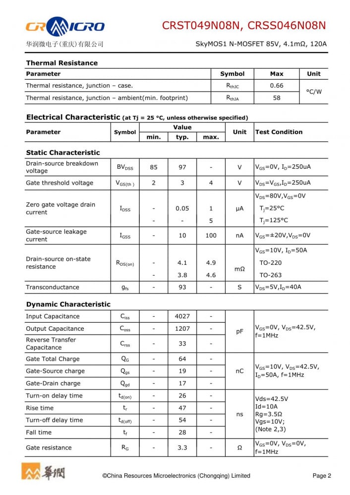 CRSS046N08N datasheet page 2