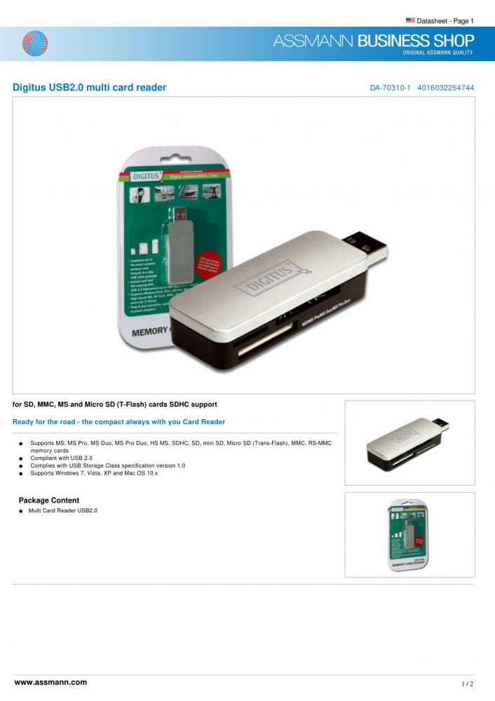 DA-70310-1 product documentation, page 1