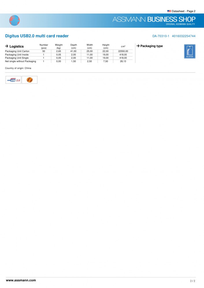 DA-70310-1 product documentation, page 2