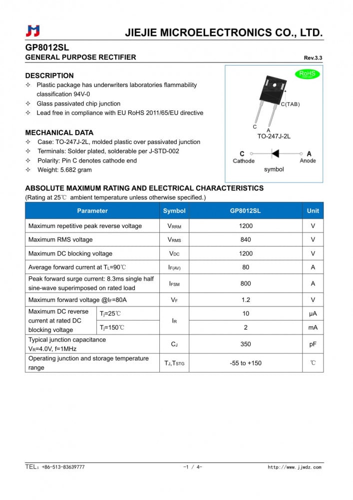 GP8012SL datasheet page 1