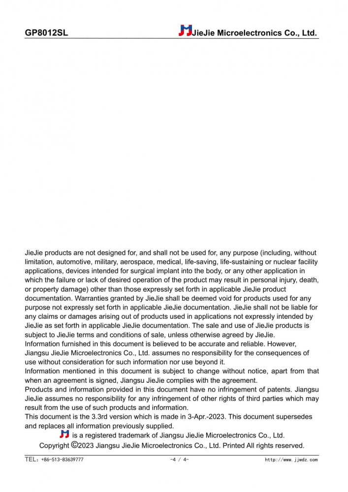 GP8012SL datasheet page 4