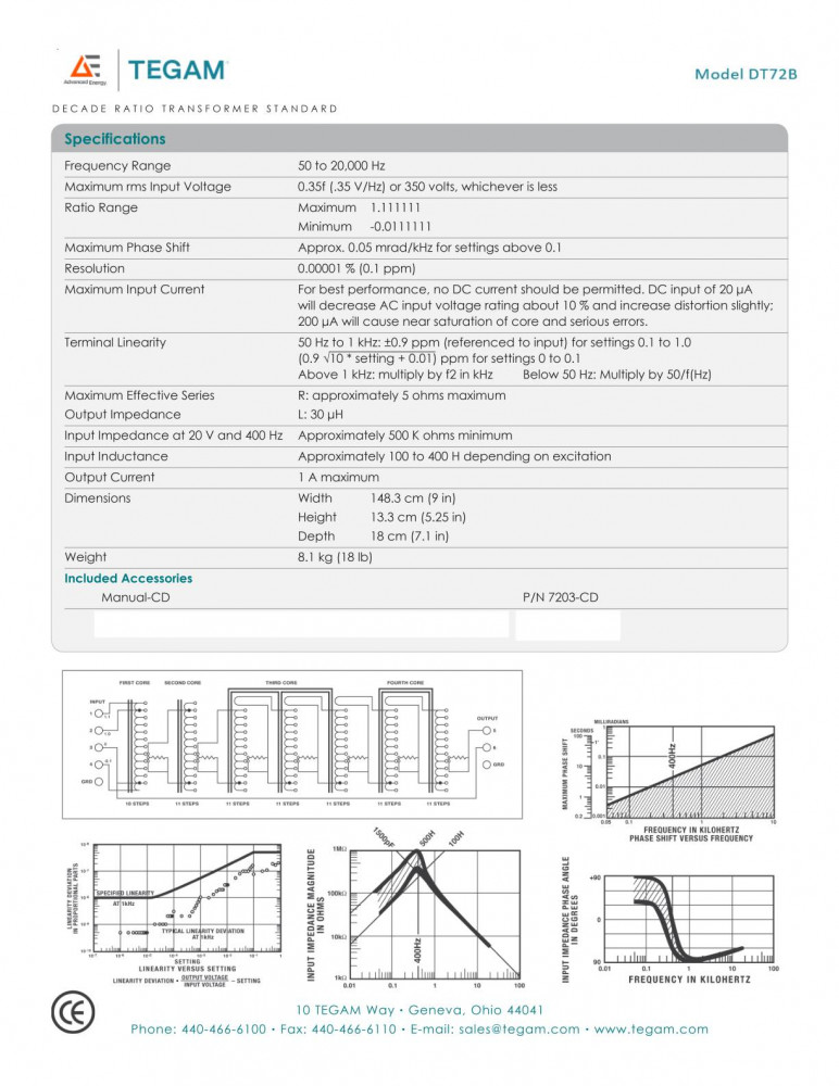 DT72B decade ratio transformer technical document, page 2