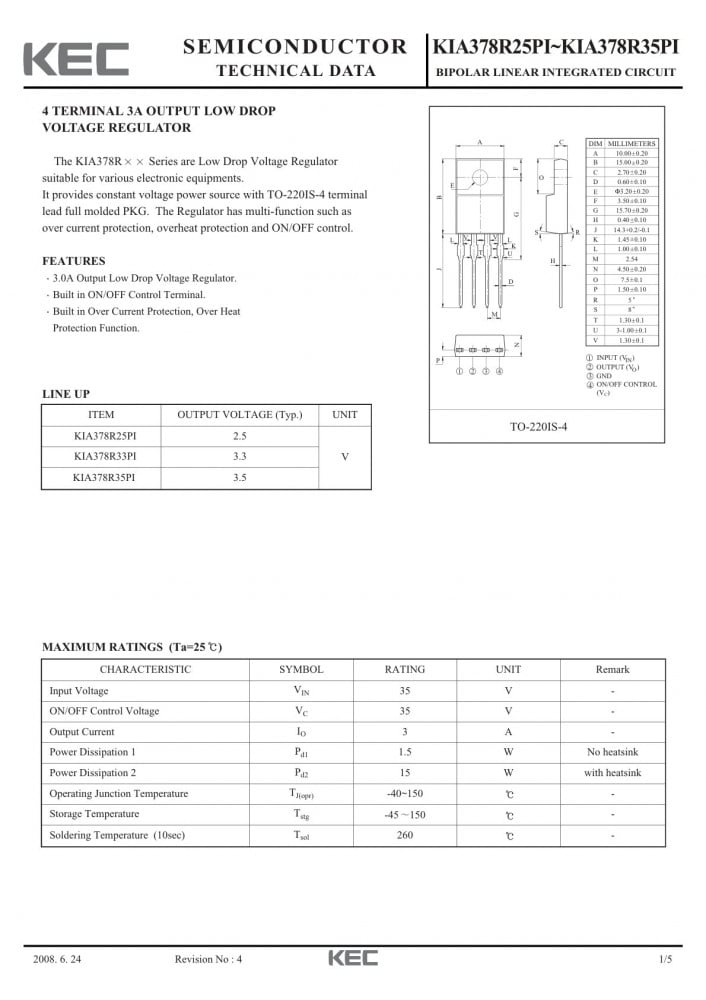 KIA378R33PI-U/P datasheet page 1