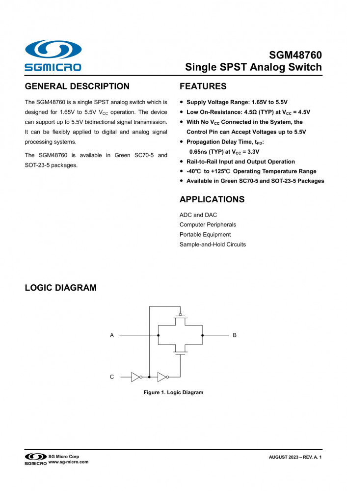 SGM48760 datasheet page 1