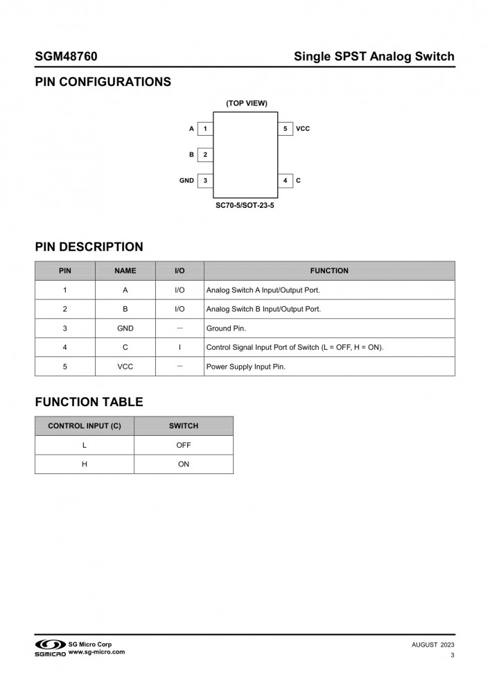 SGM48760 datasheet page 3