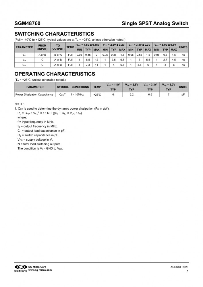 SGM48760 datasheet page 6